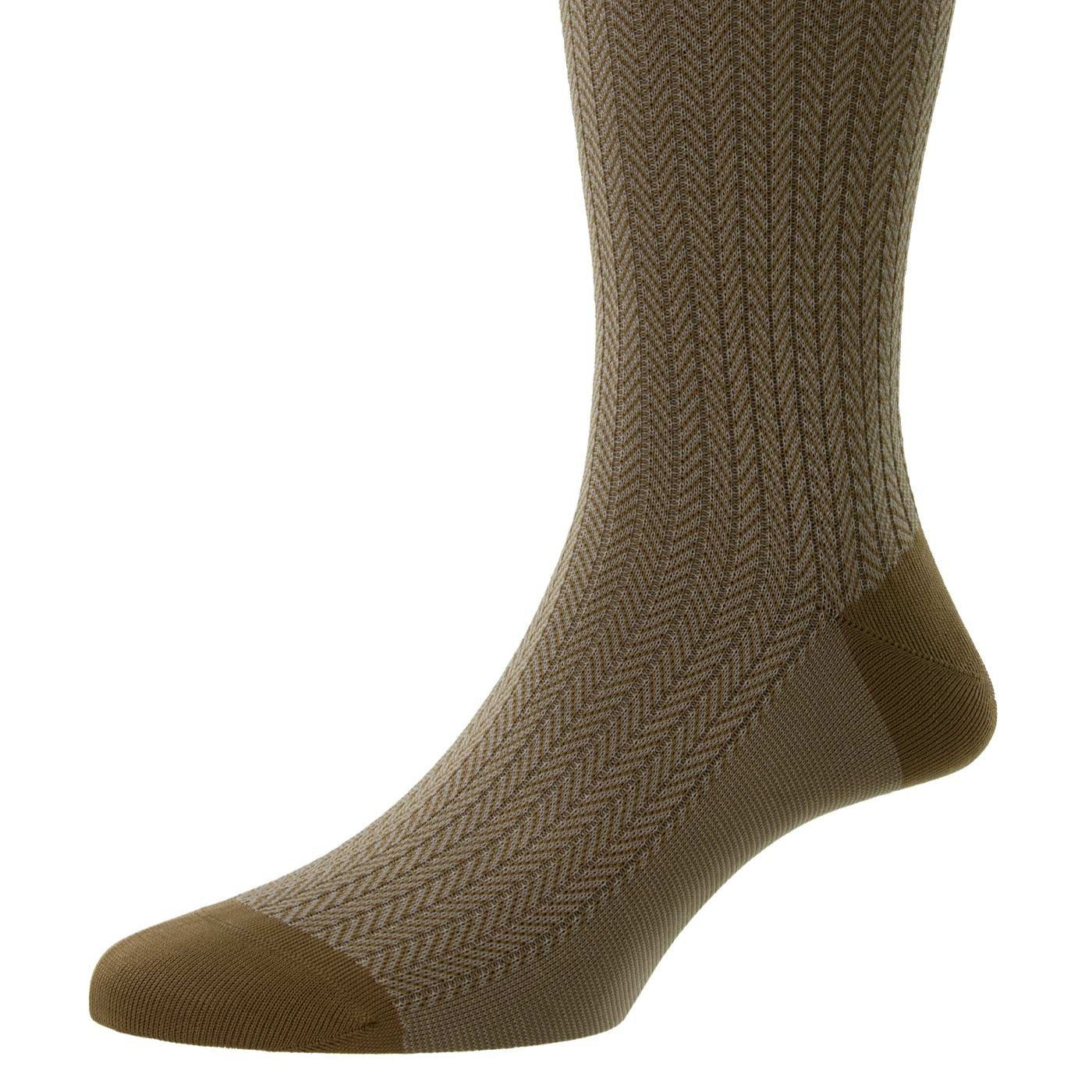 Sock Fishbone Fil D'Ecosse Light Khaki